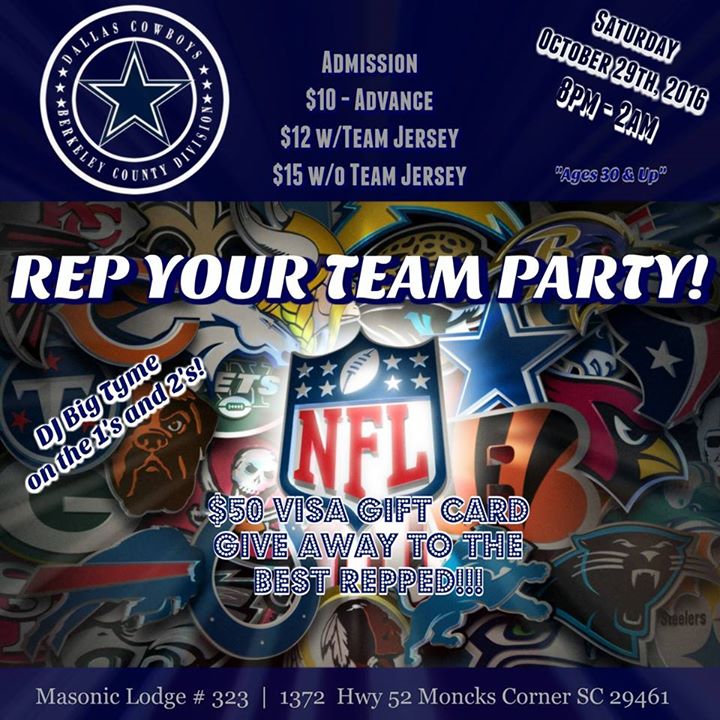 Rep Your Team Party at Masonic Lodge #323, 1372 Hwy 52 Moncks Corner ...