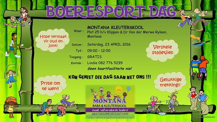 Boeresport dag at Montana Baba en Kleuterskool, Pretoria