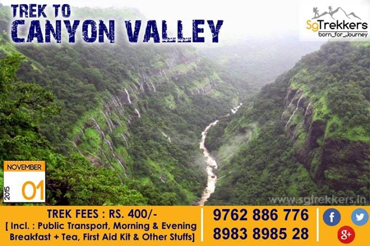 SG : Trek To CANYON VALLEY : 01st NOV at Tiger Valley, Lonavala, Mumbai
