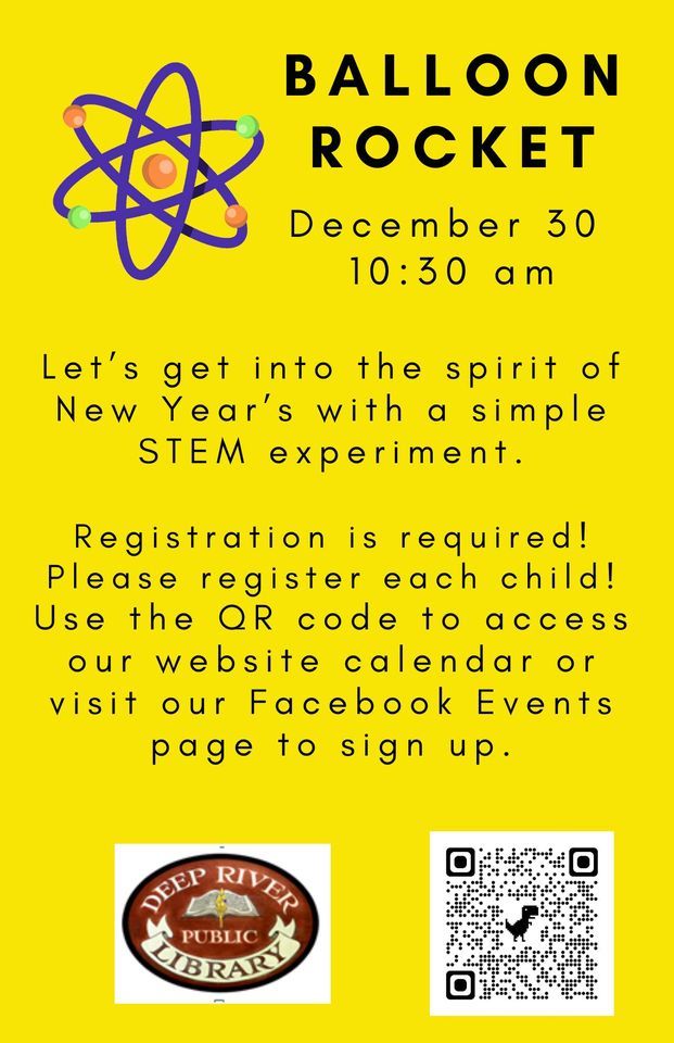 Balloon Rocket STEM Experiment - Registration Required, Deep River ...
