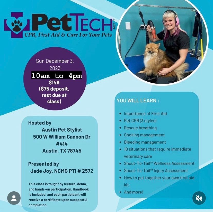 Pet Tech CPR, First Aid, and Care for Your Pets, Austin Pet Stylist ...