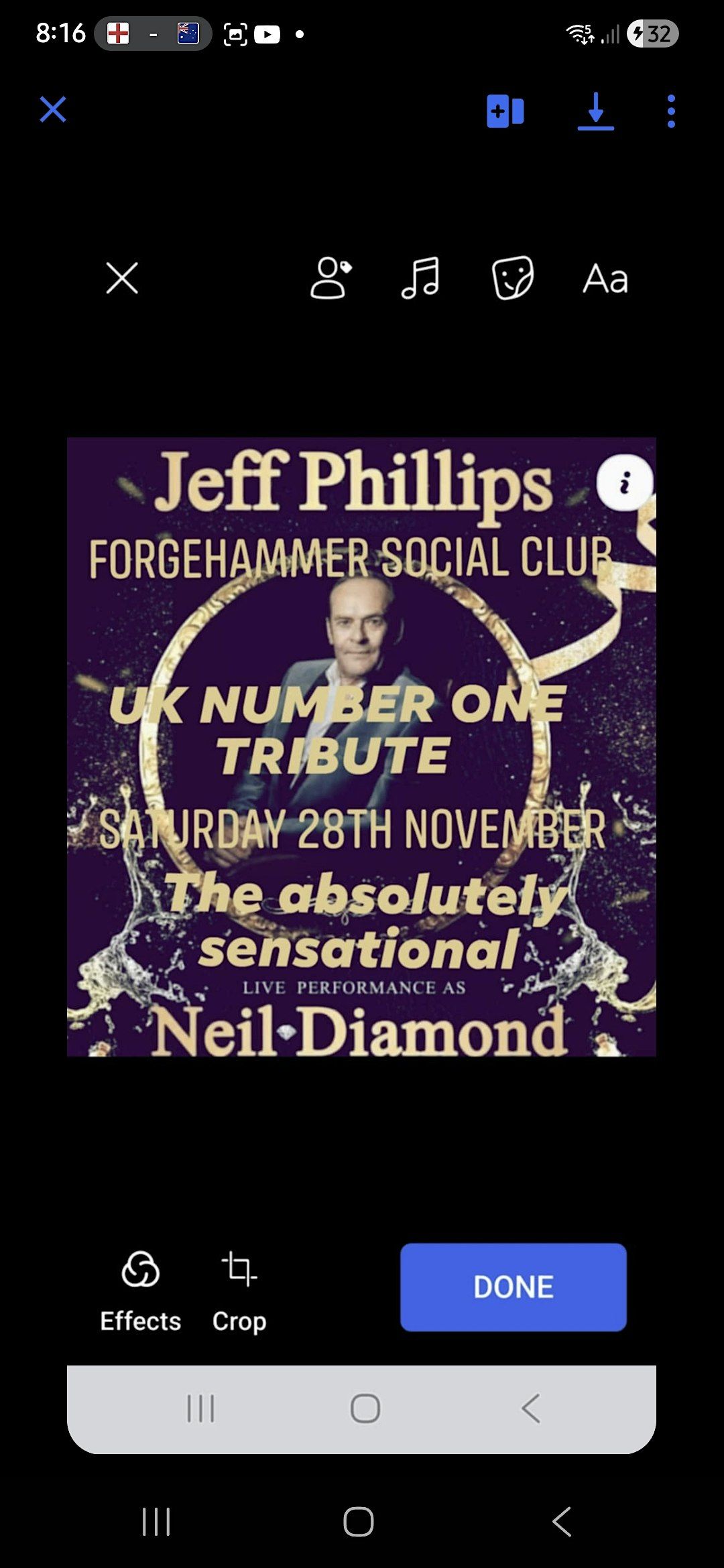 Jeff Phillips As Neil Diamond With Disco Magic, FORGEHAMMER CLUB ...