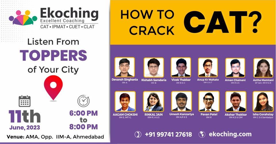 Topper Talk ~ Listen from Toppers of your City, AMA Ahmedabad, 11 June ...