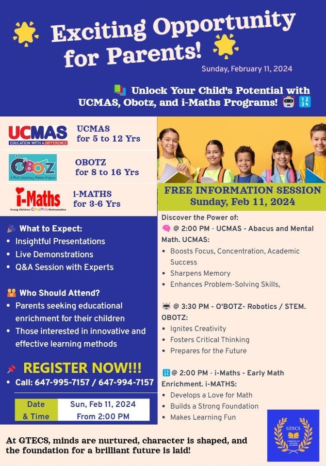 FREE INFORMATION SESSION - UCMAS, OBOTZ & I-MATHS, 85 Ellesmere Road ...