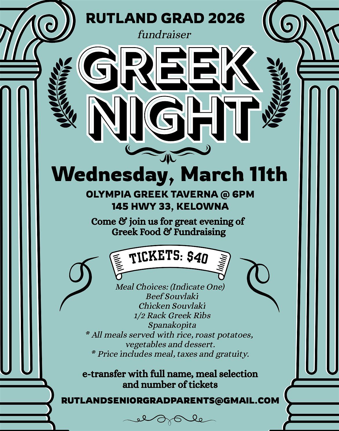 RSS Grad 2026 Greek Night Fundraiser, Olympia Greek Taverna, Kelowna ...