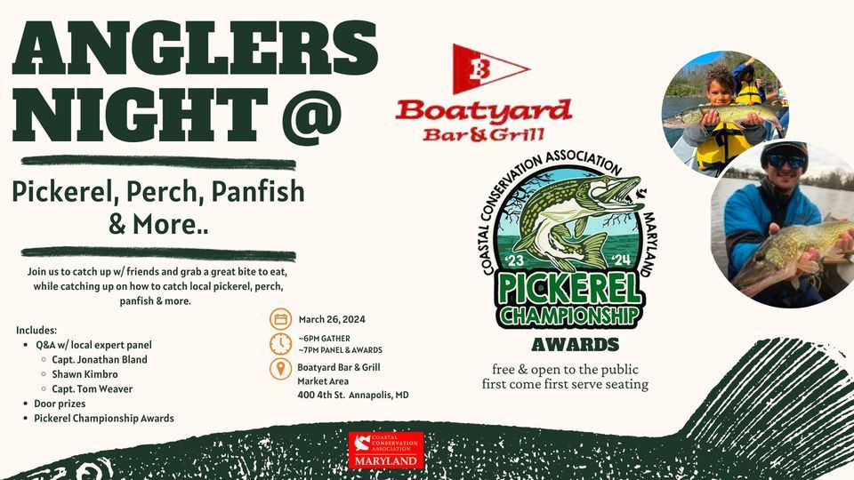 Anglers Night : Pickerel, Perch, Panfish & More, Boatyard Bar & Grill ...