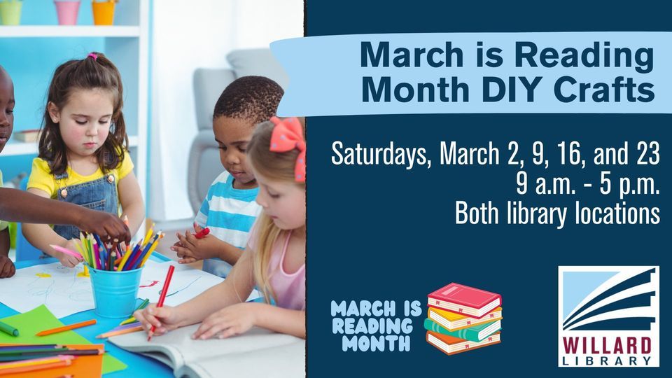 March is Reading Month DIY Crafts, Willard Library, Battle Creek, 2 ...