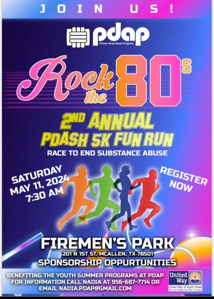 Rock the 80s 2nd Annual PDASH 5K 5K RUN , Fireman's Park Mcallen TX, 11 ...