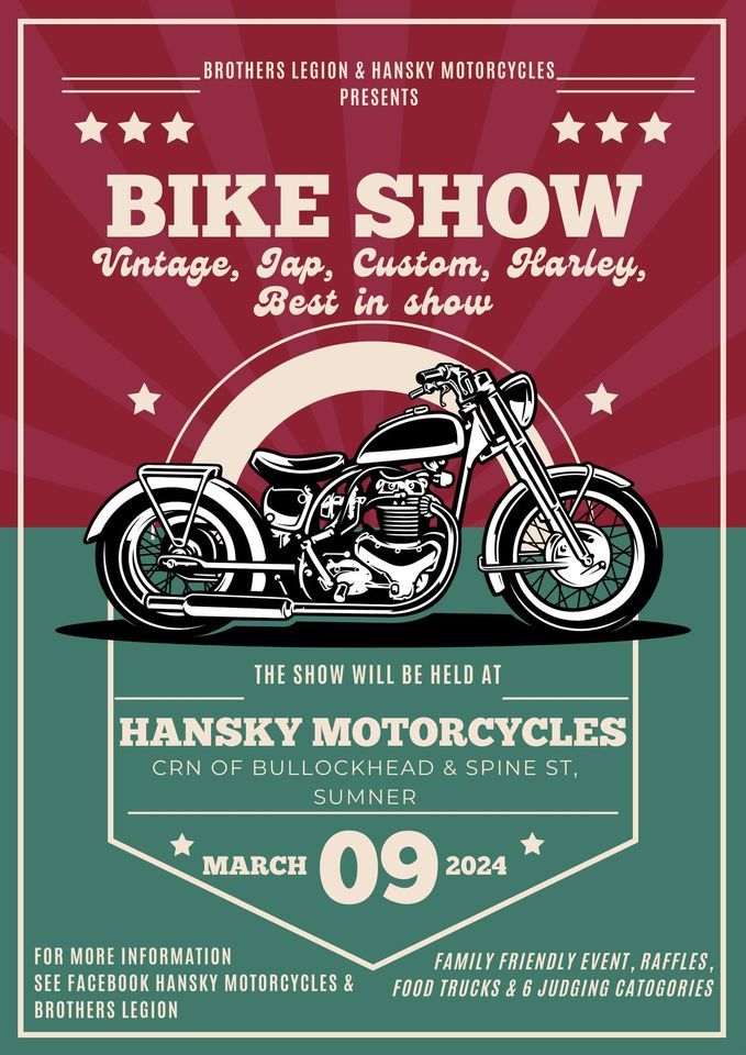 Bikes only show , Hansky Motorcycles, Sumner, March 9 2024 | AllEvents.in