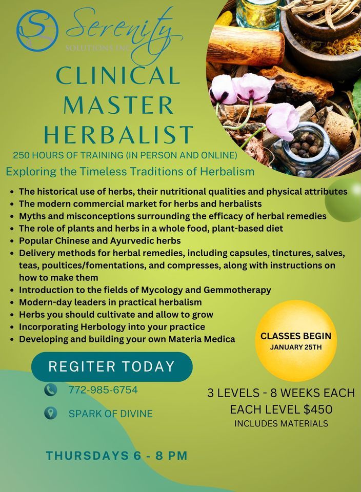 Clinical Master Herbalist, Spark of Divine, LLC, Vero Beach, 25 January 2024 | AllEvents