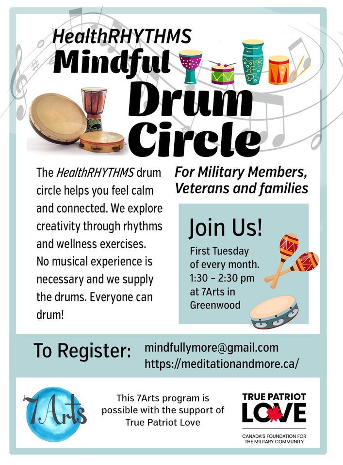 HealthRHYTHMS Mindful Drum Circle for Veterans, 7Arts, New Minas, 5 ...