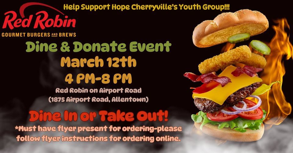 Youth Group Dine & Donate Fundraiser at Red Robin, Red Robin Gourmet ...