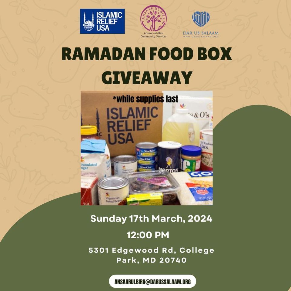 Ramadan Food Box Giveaway, 5301 Edgewood Rd, College Park, MD, United ...