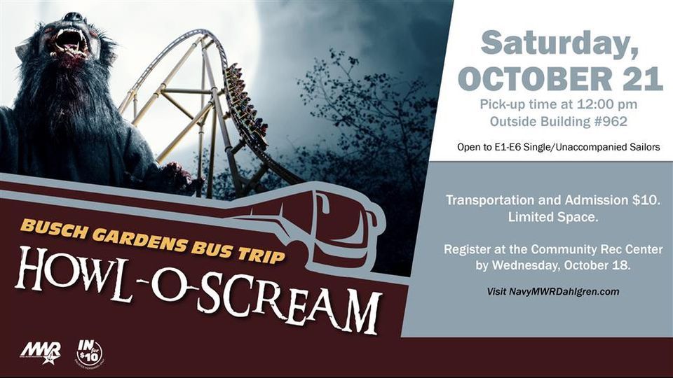 Liberty Trip: Busch Gardens Howl-o-scream , NSF Dahlgren, Colonial ...