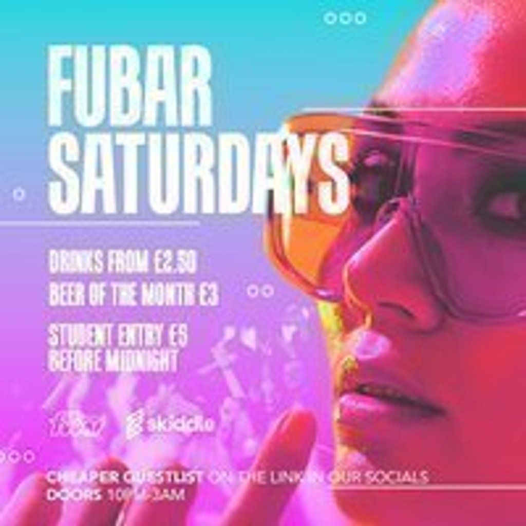 Fubar Saturdays, Fubar, Stirling, 8 March to 9 March | AllEvents