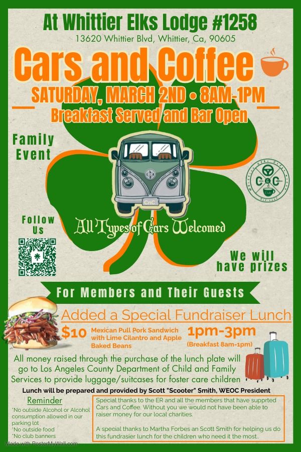 Cars and Coffee with Breakfast and Special Lunch Fundraiser, 13620 ...
