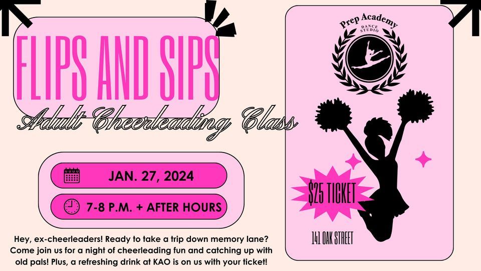 Flips + Sips: Adult Cheerleading and Social!, Prep Academy Dance Studio ...