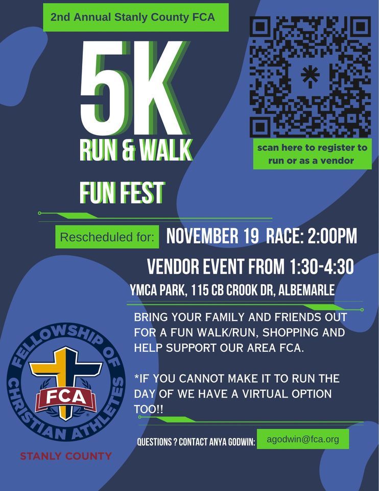 2nd Annual FCA 5k Event, Downtown Albermarie, Albemarle, November 19 ...