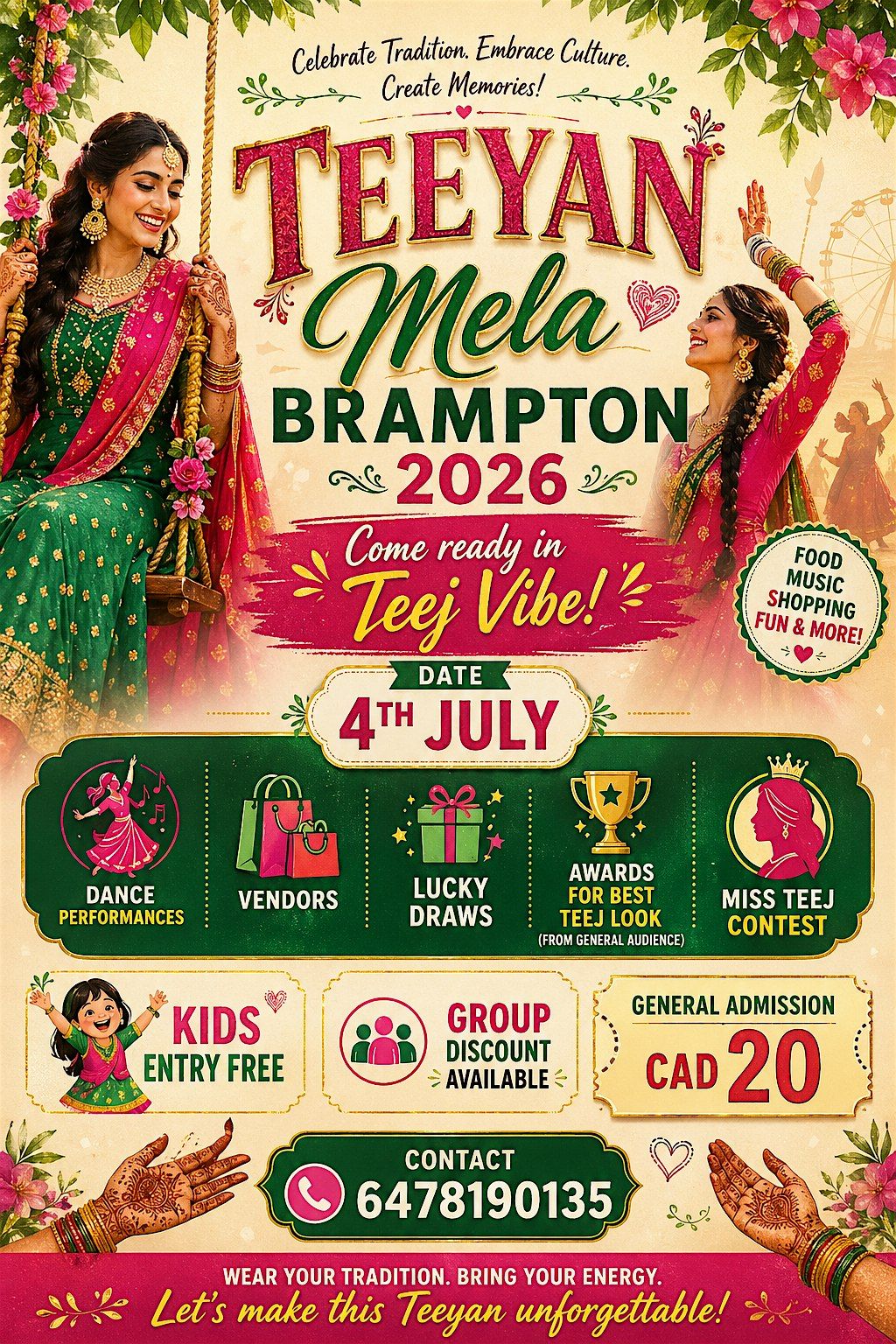 Teeyan/Teej Mela Brampton 2026, Paul Palleschi Recreation Centre ...