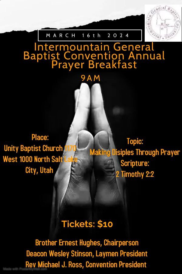 Laymen Prayer Breakfast, Unity Baptist Church, Salt Lake City, March 16 ...