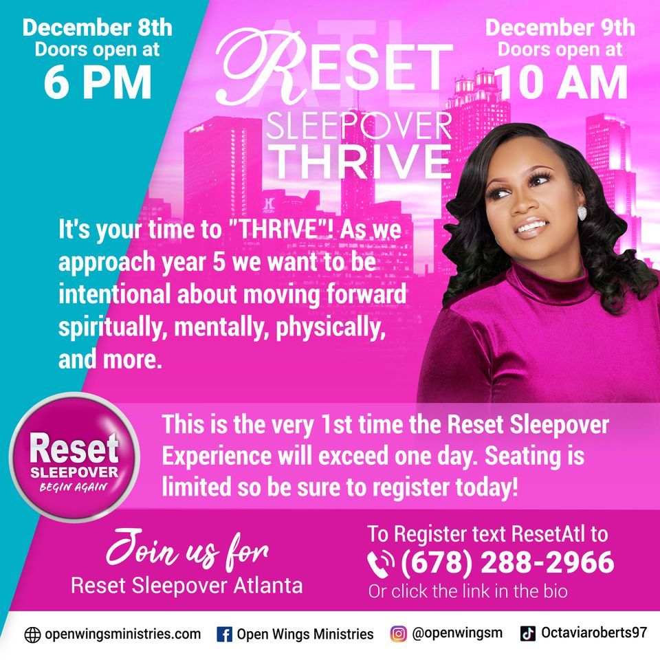 Reset Sleepover ATL , Atlanta Airport, Morrow, 8 December to 9 December ...
