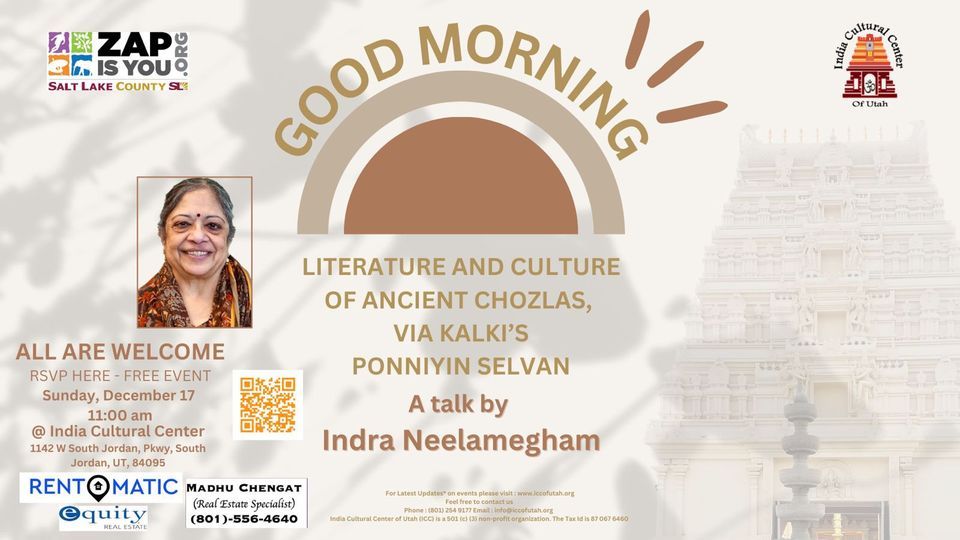 Morning Talk By Indra Neelamegham , India Cultural Center, Utah, South ...