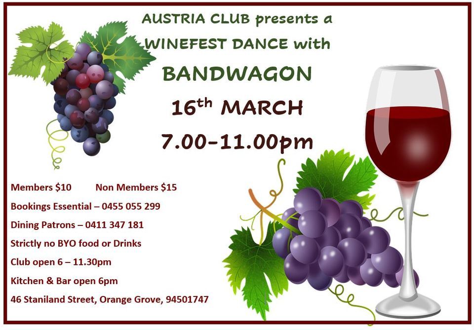 Austria Club Winefest Dance with Bandwagon, 46 Staniland Street, Orange ...