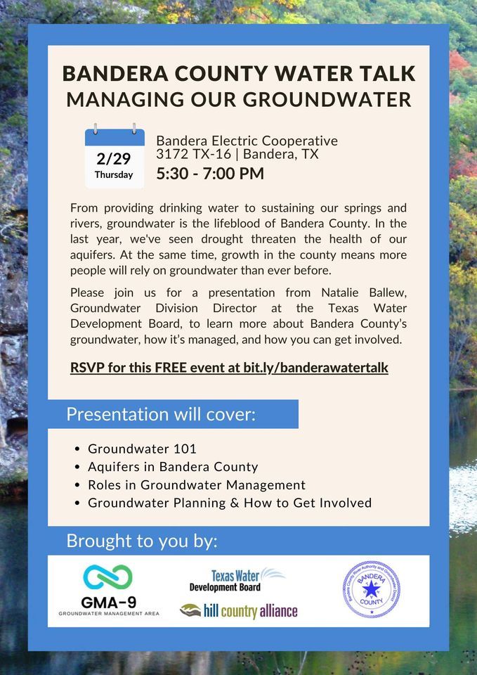 Bandera County Water Talk - Managing Our Groundwater, Bandera Electric ...