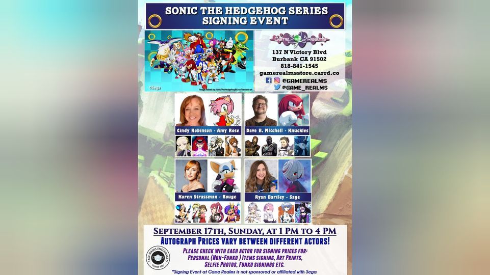 Sonic The Hedgehog Voice Actors signing event, Game Realms, Burbank ...