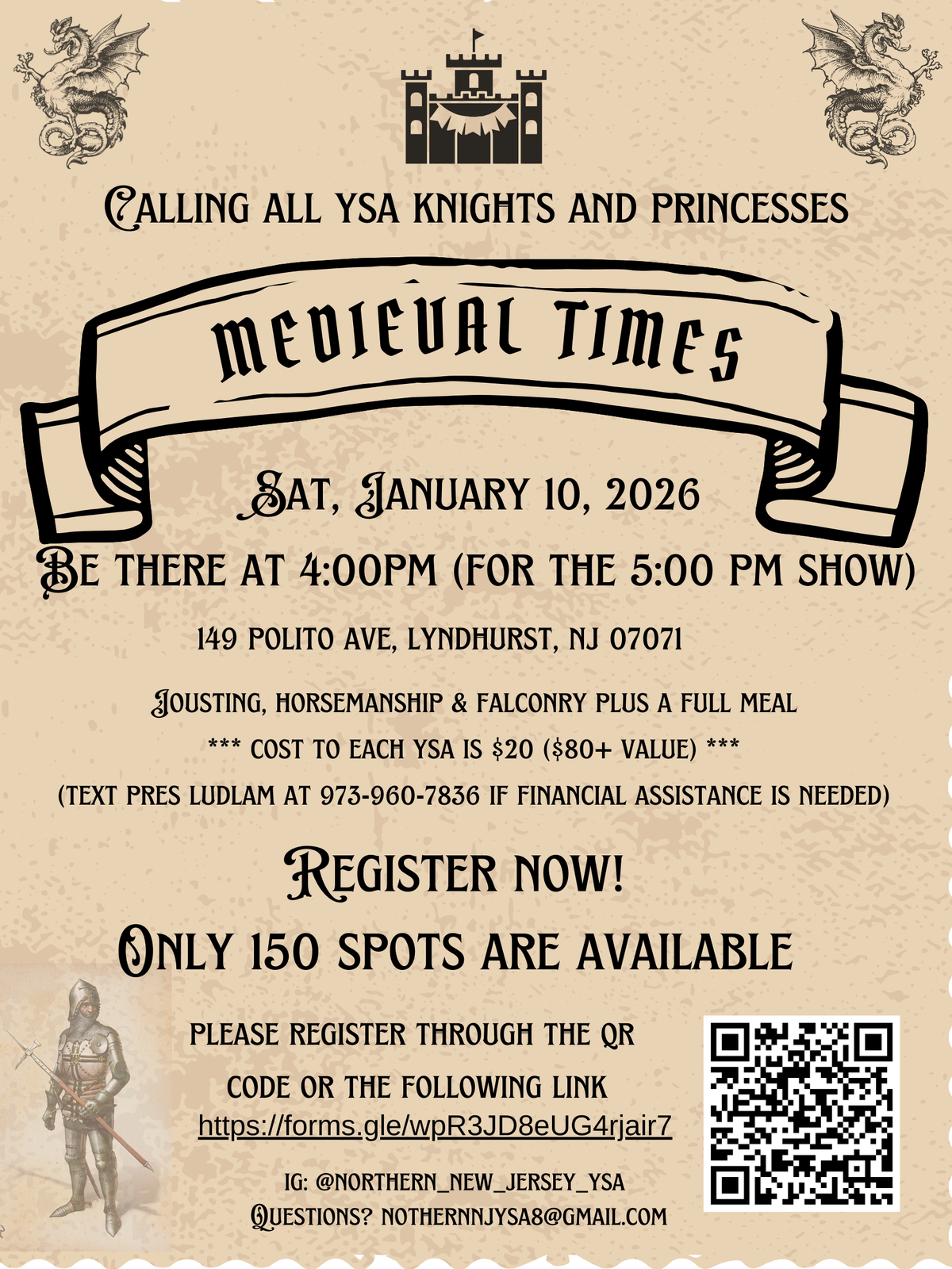 Medieval Times YSA Activity, Medieval Times, Lyndhurst, 10 January 2026 ...