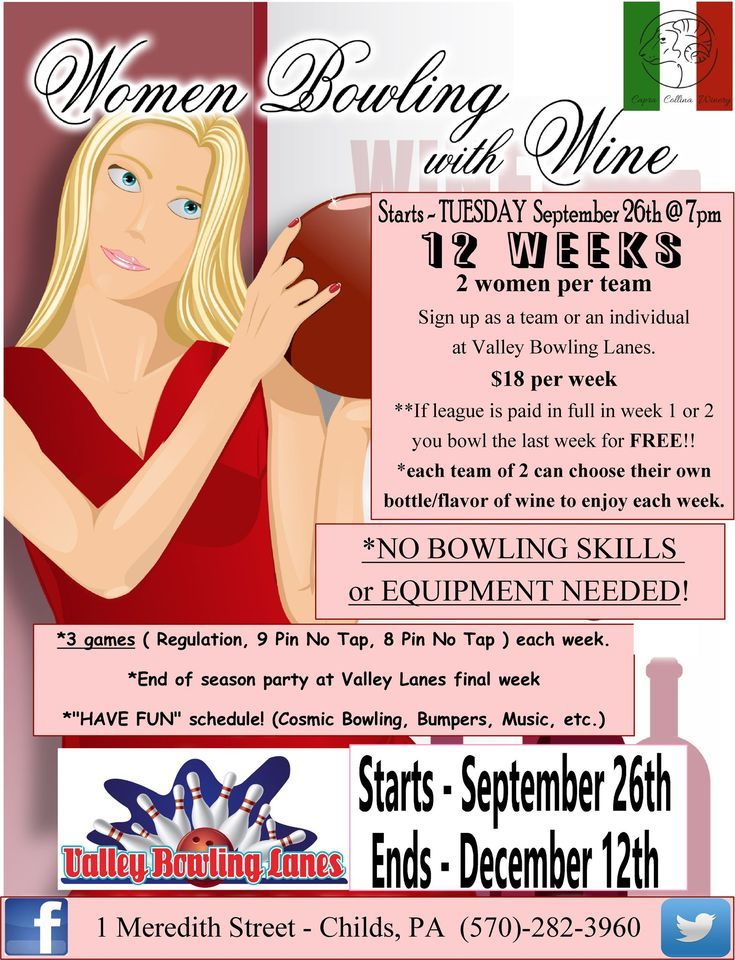 Women Bowling with Wine Fall FUN Session at Valley Bowling Lanes in ...