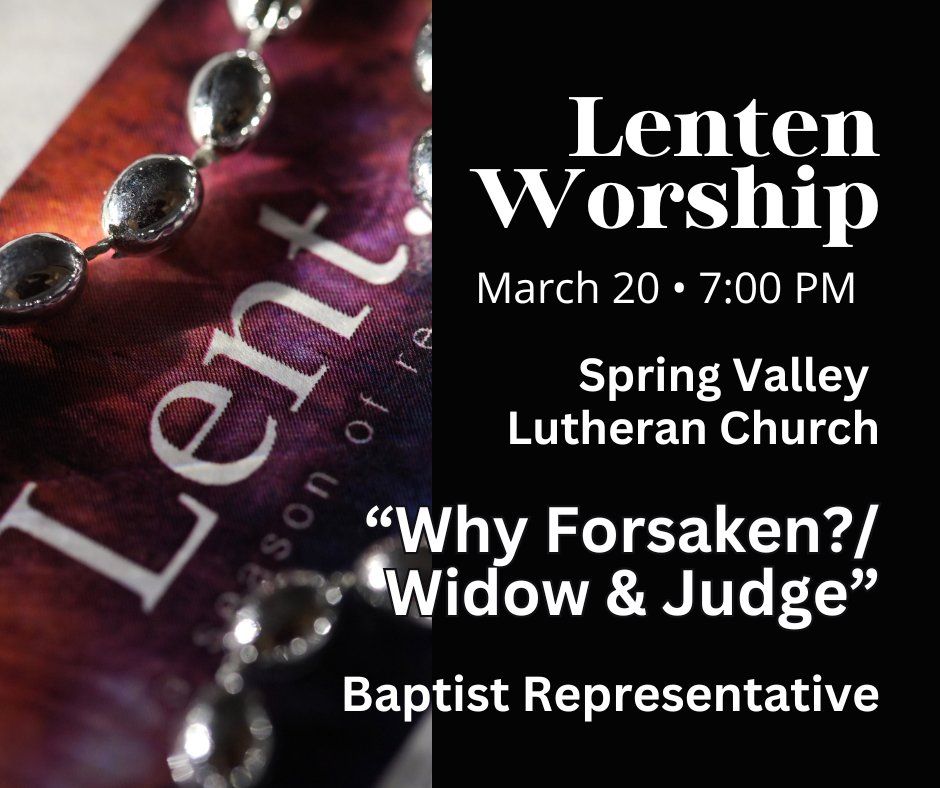 5th Wednesday of Lent Worship Service, Spring Valley Lutheran Church ...