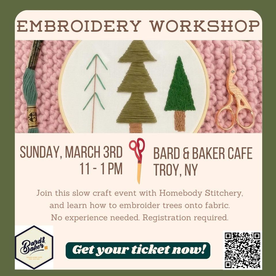 Embroidery Workshop with Homebody Stitchery, Bard & Baker Board Game ...