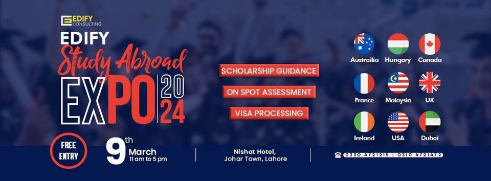 Edify Study Abroad Expo 2024 , Nishat Hotel Emporium Mall, Lahore, 9 March 2024 | AllEvents