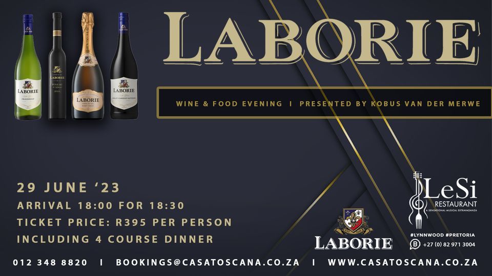 Laborie Food & Wine evening, LeSi Restaurant, Pretoria, 29 June 2023 ...