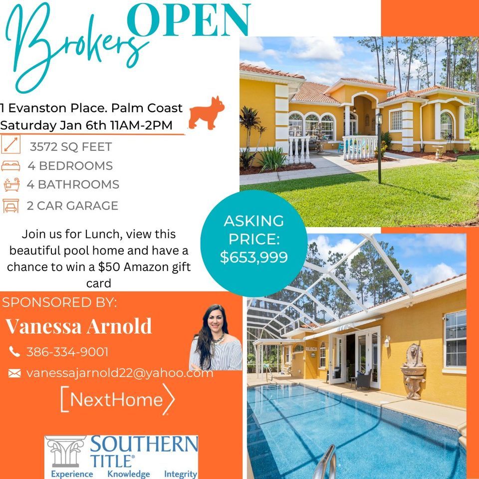 1 Evanston Place. Brokers Open , 1 Evanston Pl, Palm Coast, FL 32164 ...