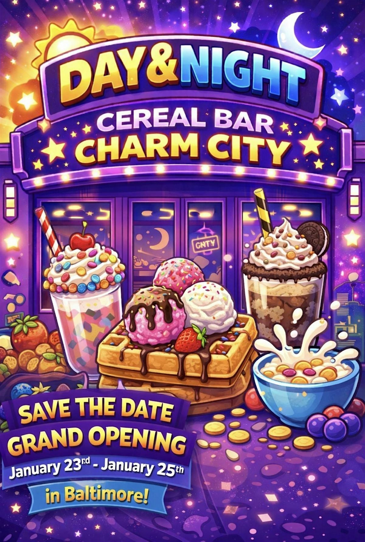 Day & Night Exotic Cereal Bar Charm City Grand Opening, 333 N Charles ...