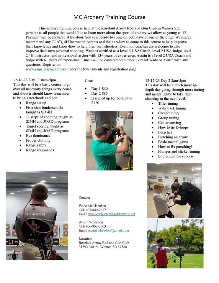 MC Archery Seminar, Rosebud Arrow Rod & Gun Club, Hamill, December 16 ...