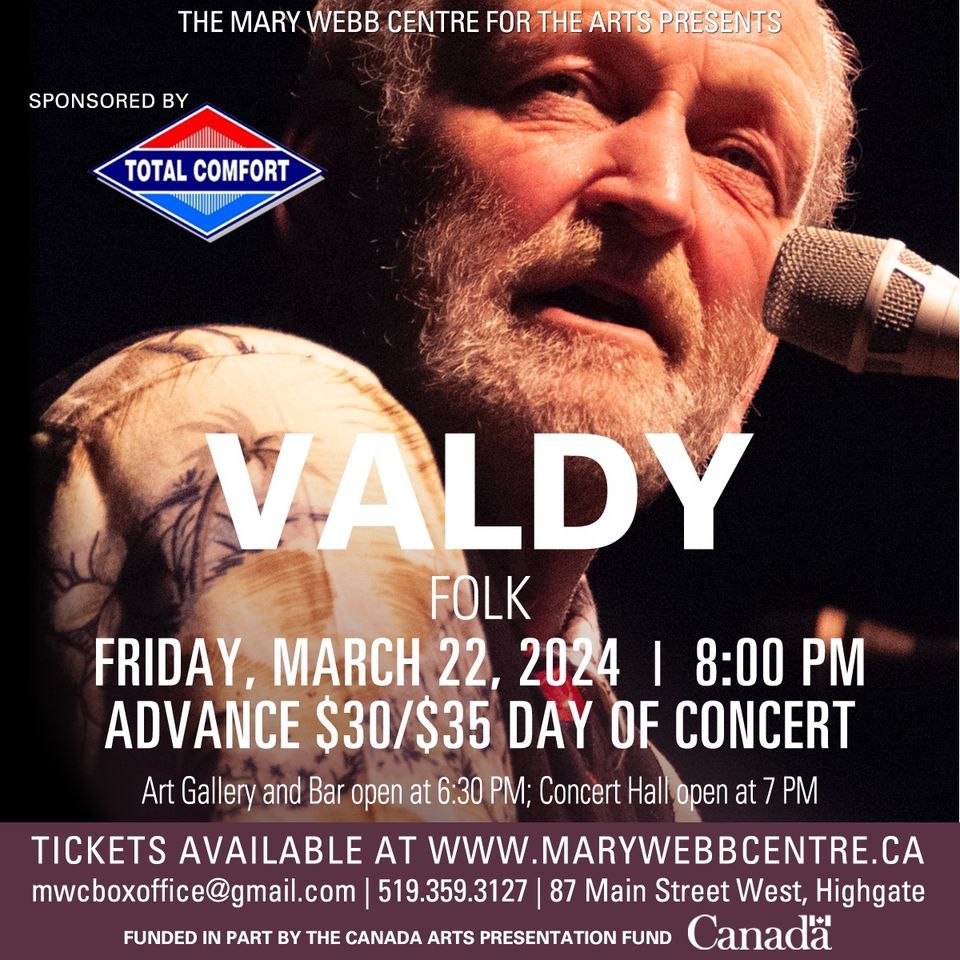 Valdy - Folk, Mary Webb Center, Thamesville, March 22 2024 | AllEvents.in