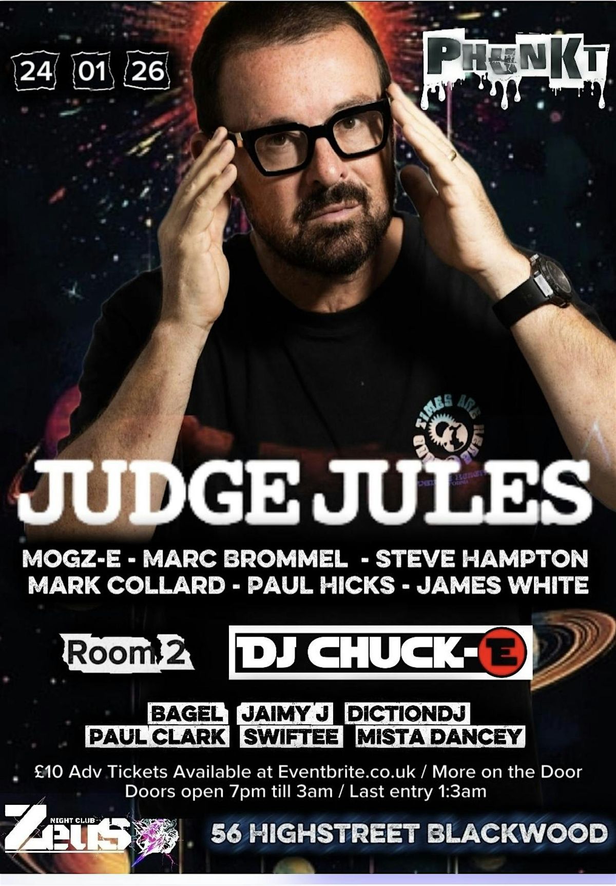 Phunkt presents Judge Jules, Zeus Nightclub, Blackwood, 24 January to ...