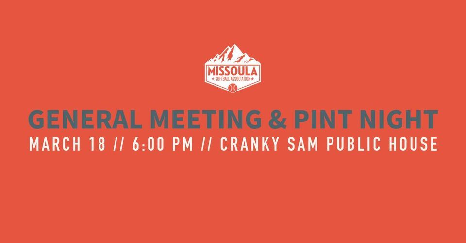 RESCHEDULED 2024 Season General Meeting & Pint Night, Cranky Sam Public ...