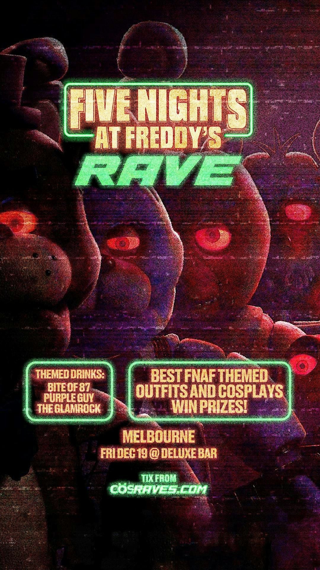 FIVE NIGHTS AT FREDDYs RAVE! MELBOURNE, Deluxe Bar, Moonee Ponds, 23 ...