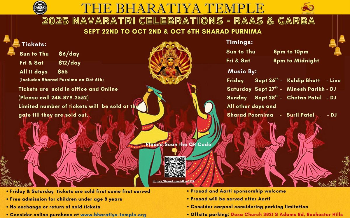 2025 Navaratri Celebrations - Raas & Garba, Bharatiya Temple, Troy, 22 ...