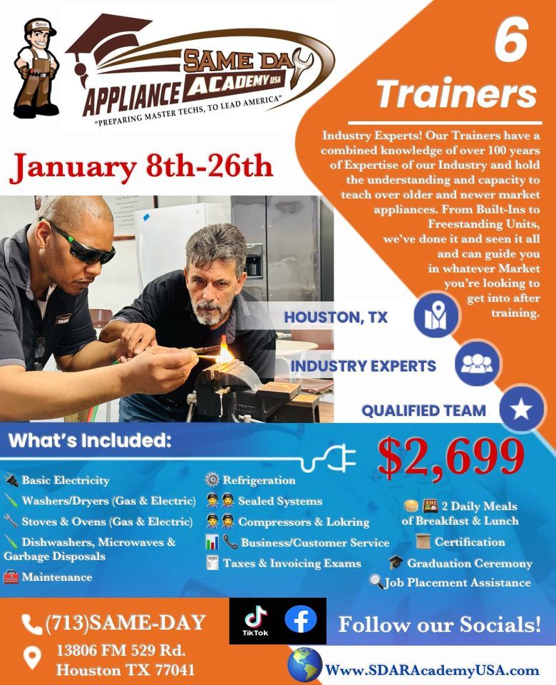 3-Week Residential Appliance Training Course, Same Day Appliance Repair ...