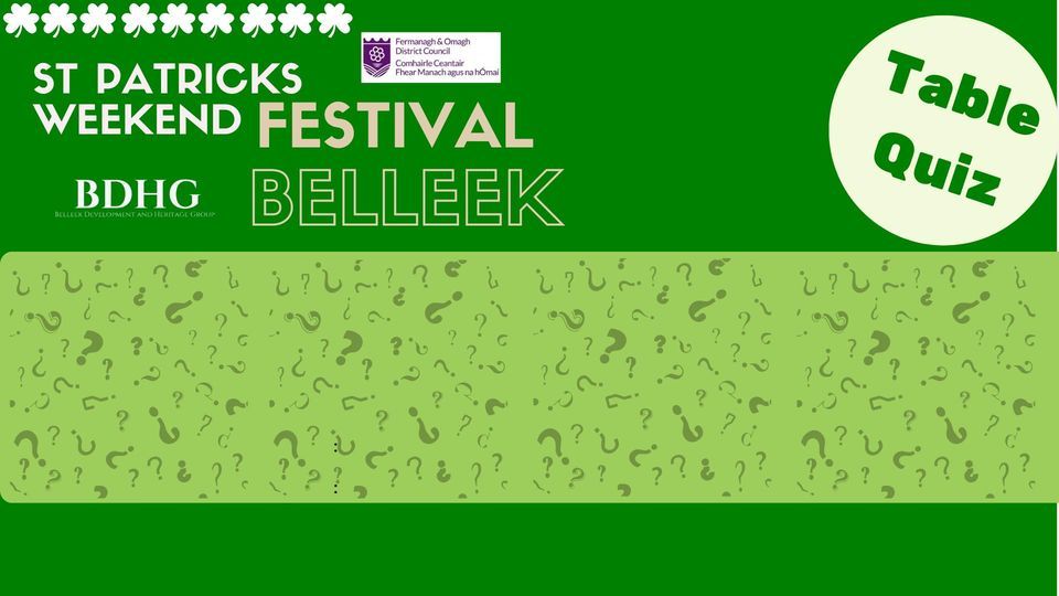 St Patricks Weekend Festival - Table Quiz, Fiddlestone Bar, Omagh, 15 ...