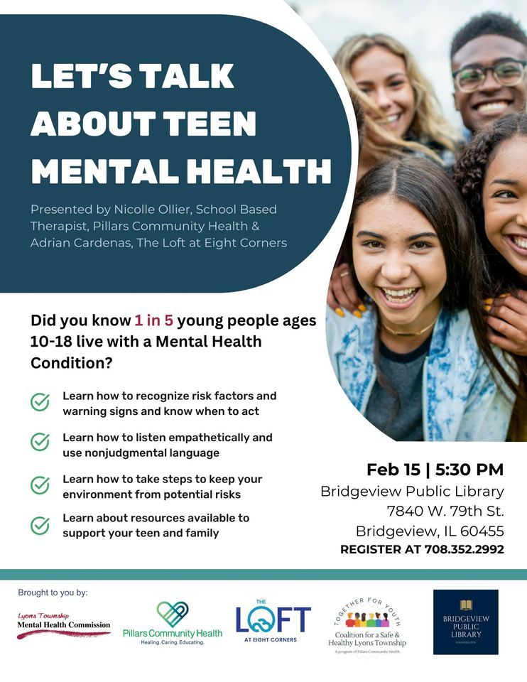 Lets Talk About Teen Mental Health, Bridgeview Public Library, 15 ...