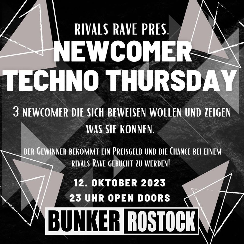 NEWCOMER TECHNO THURSDAY, Bunker Rostock, 12 October 2023 | AllEvents.in