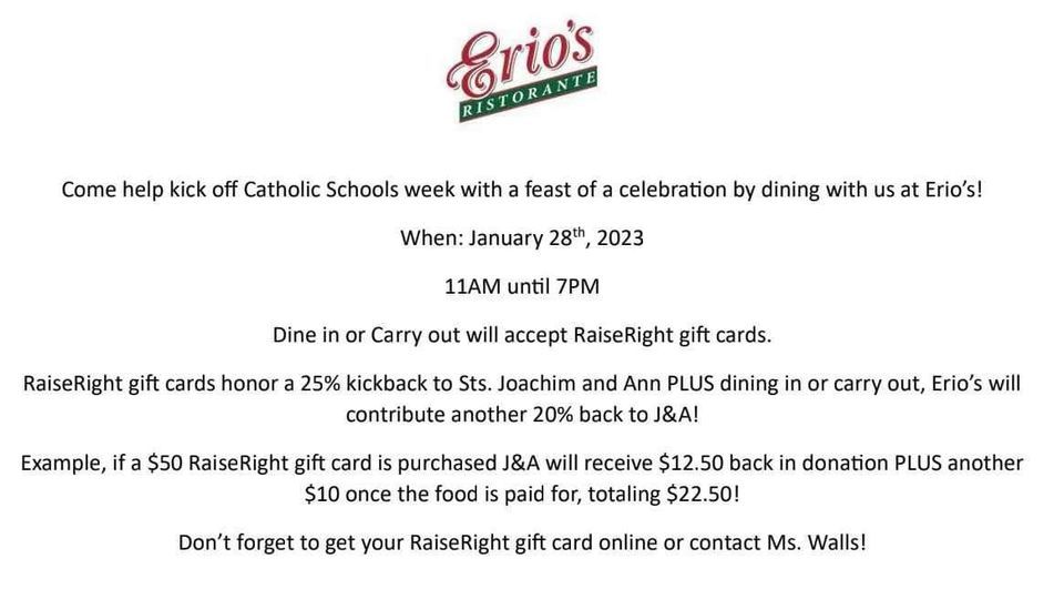 Dine Out at Erios for J&A , Erio's Ristorante, Saint Peters, 28 January ...