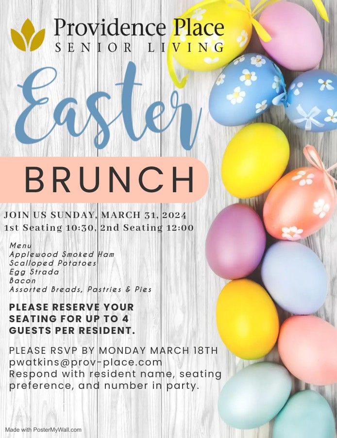 Easter Brunch at Providence Place Senior Living of Lancaster, 1380 Elm ...