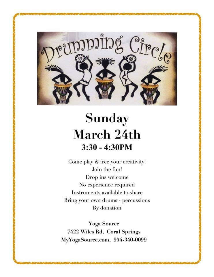 Drumming Circle, Yoga Source, Coral Springs, 24 March 2024 | AllEvents.in